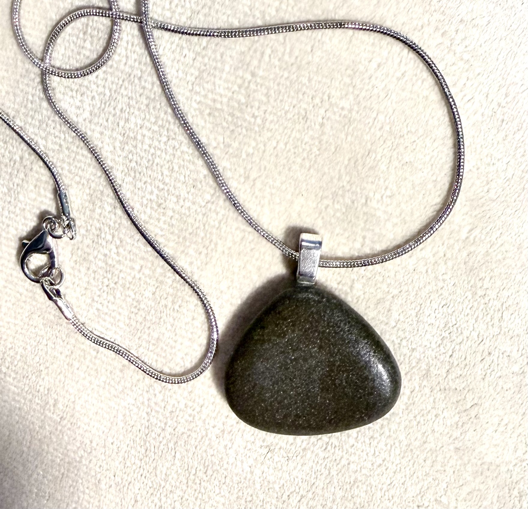 Basalt Pendant Necklace with Silver Chain – Norwegian Road Creations